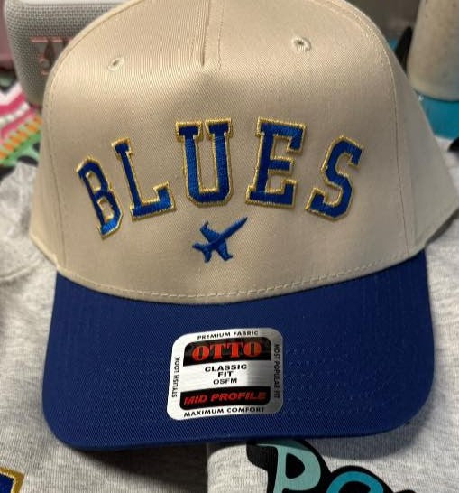 Little Blues Otto Hat-Royal & Natural-Block Letters – Uptown Glitz by Jen